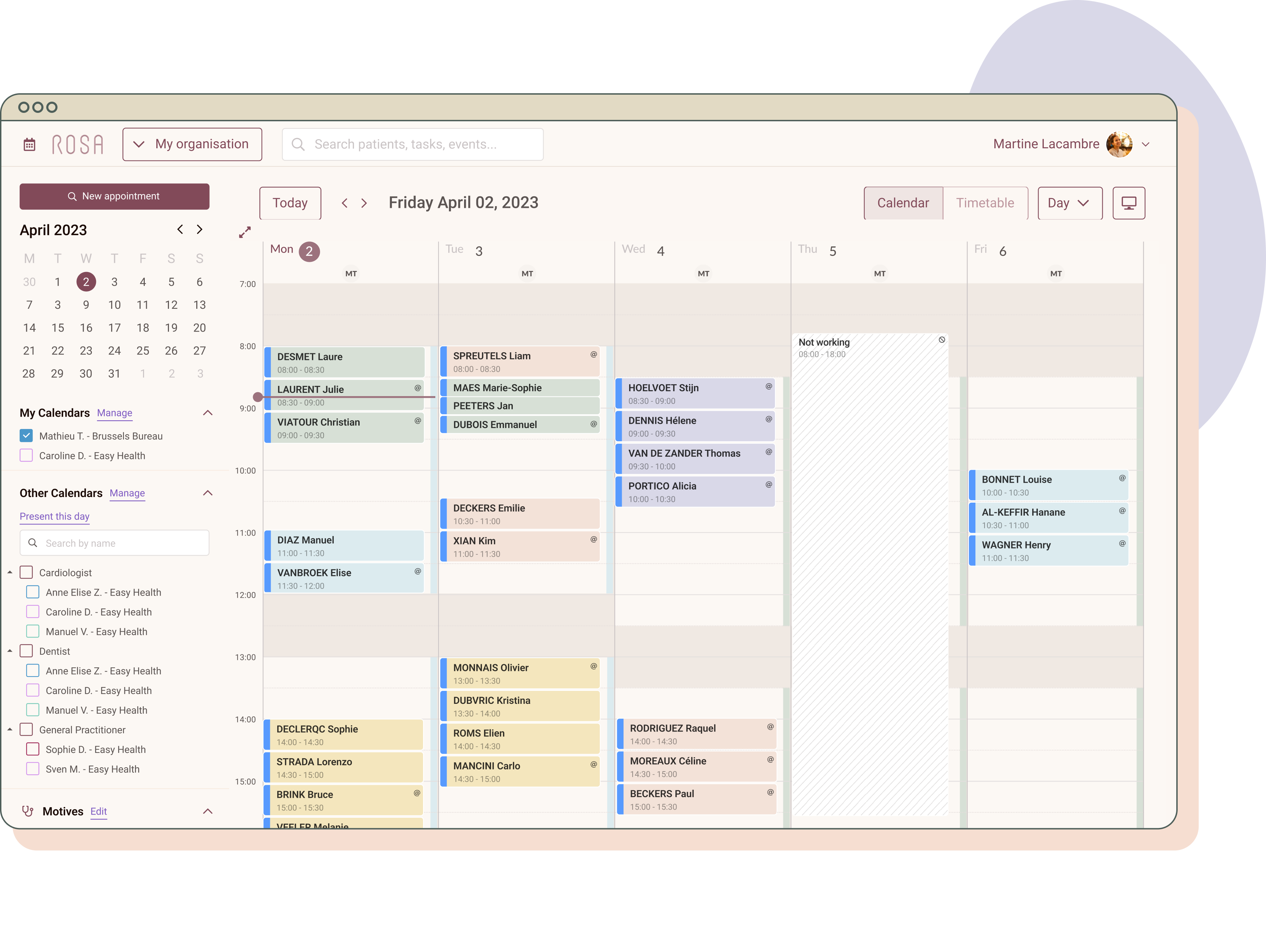 Rosa Calendar | Organize your practice & get booked by patients on your ...